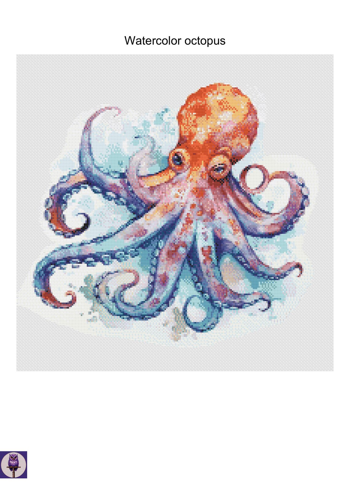 Watercolor Octopus Counted Cross Stitch Pattern - Etsy