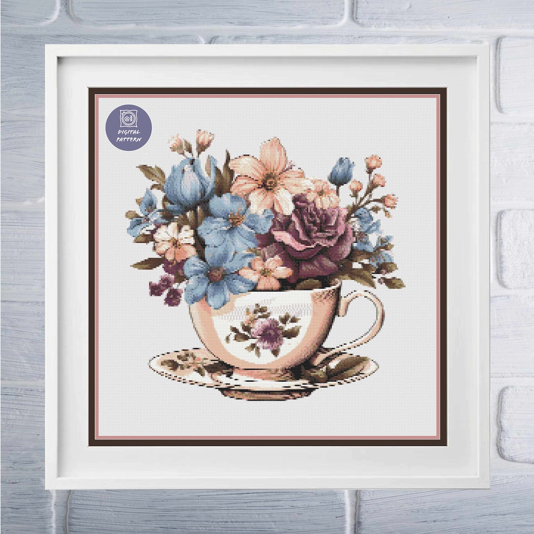 Tea Cup Counted Cross Stitch Pattern - Etsy