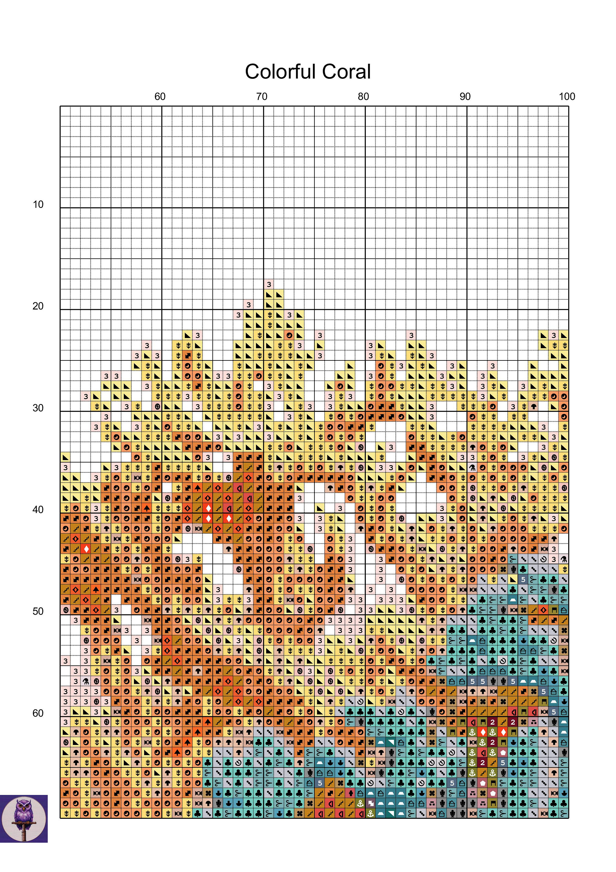 Colorful Coral Counted Cross Stitch Pattern - Etsy