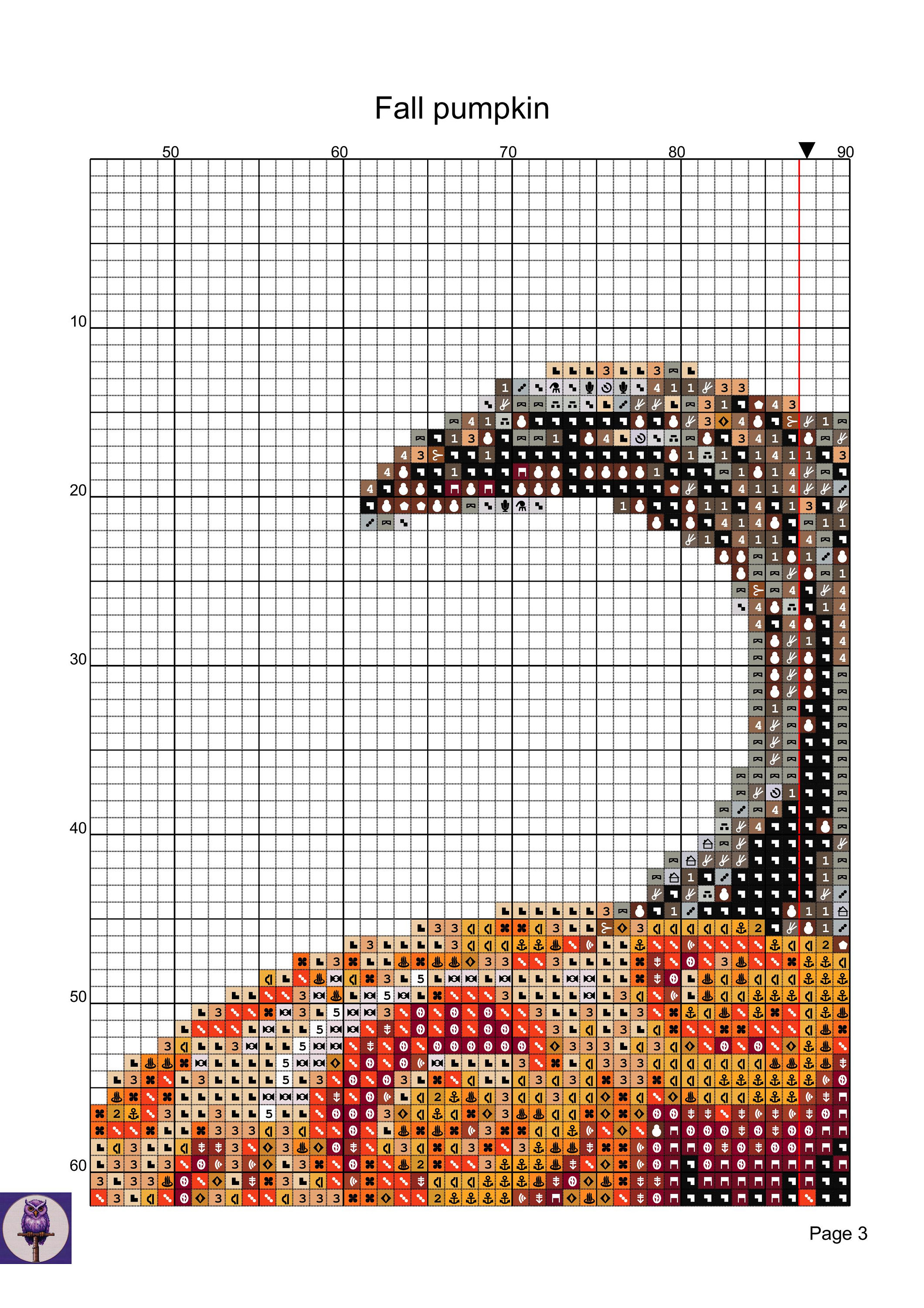 Fall Pumpkin Counted Cross Stitch Pattern - Etsy