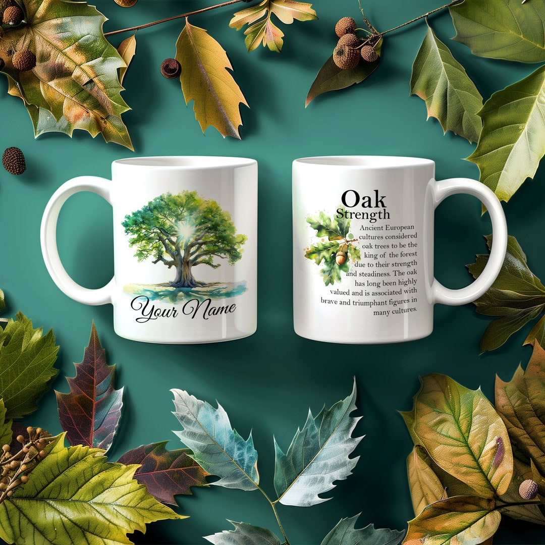 Personalized Oak Tree Mug, Strength, Dad, Fathers Gift, Language of ...