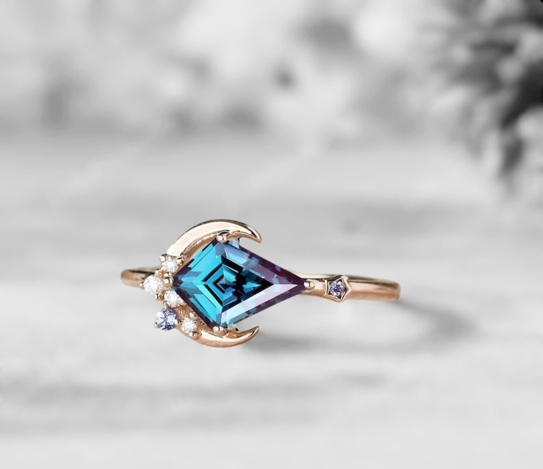 Kite Cut Alexandrite Engagement Ring Moon Style Lab Created - Etsy