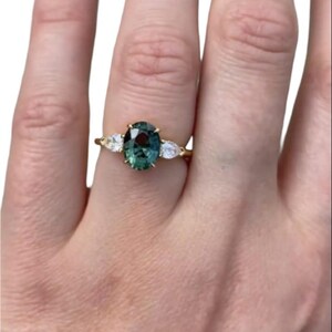 Lab Green Sapphire Ring Simple Beautiful Green Sapphire Engagement Ring ...