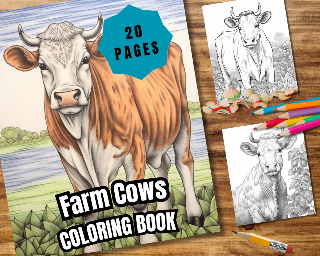 Detailed Farm Cows Coloring Book Instant Download Printable - Etsy