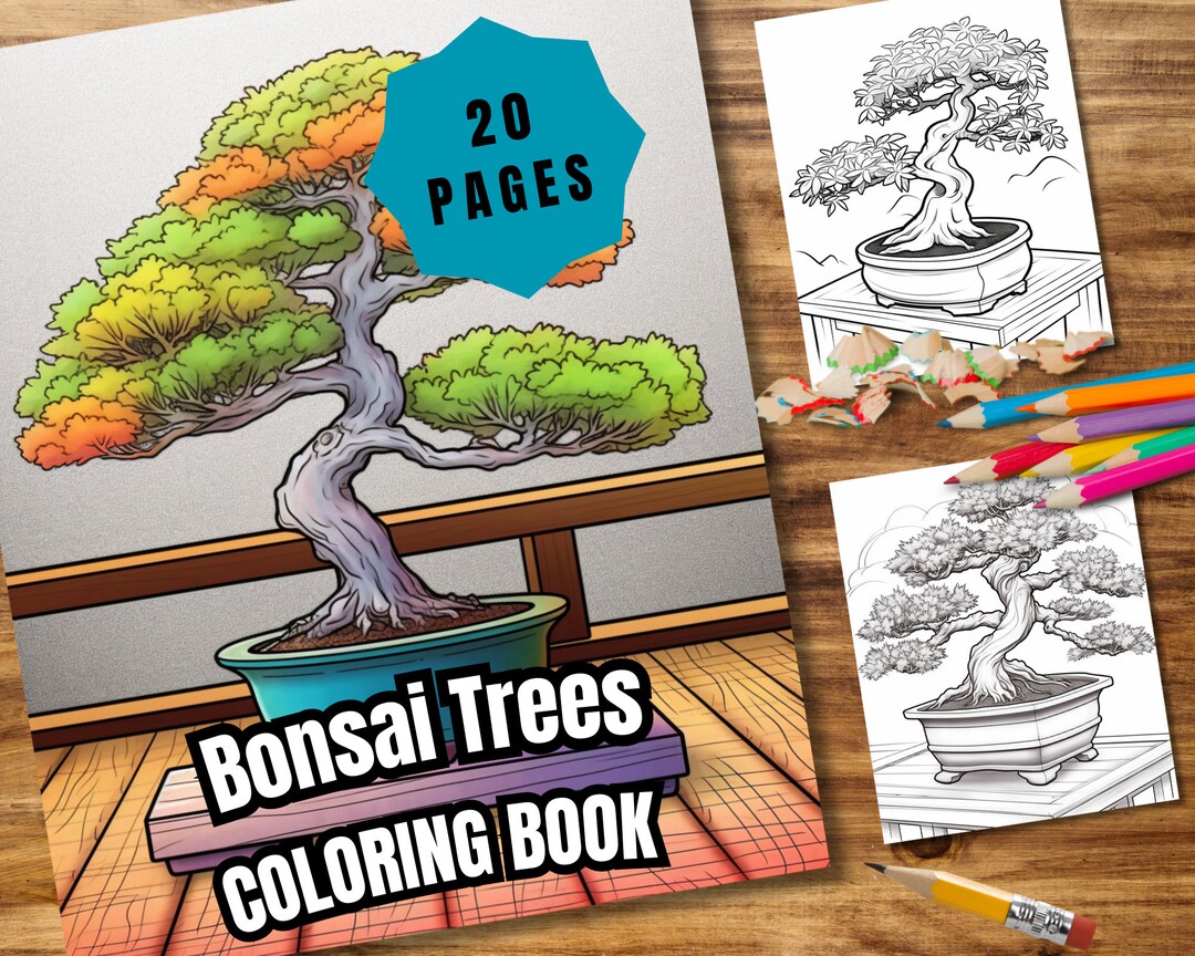 Bonsai Trees Coloring Book Instant Download Printable PDF - Etsy