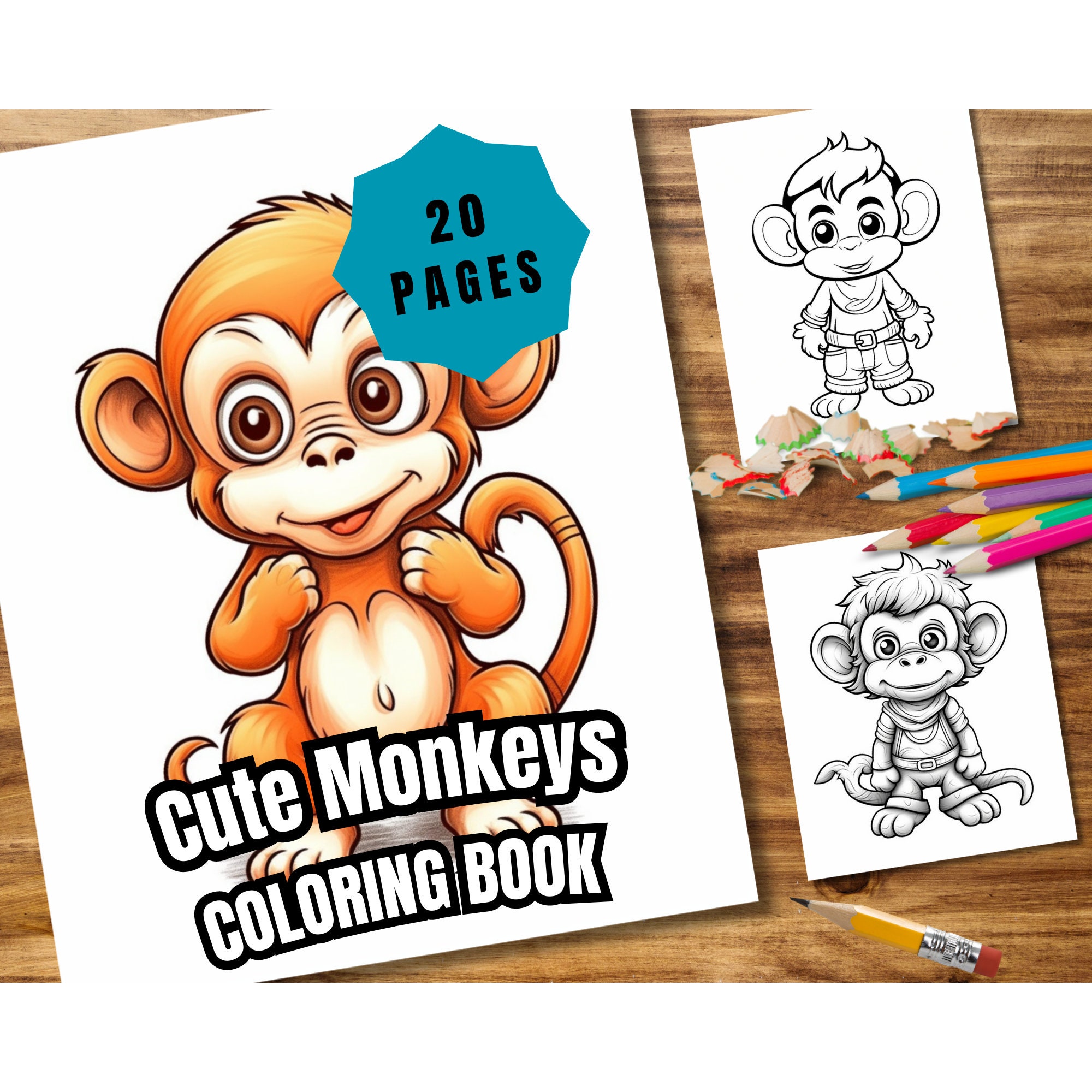 Cute Cartoon Monkey Coloring Pages