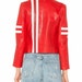 Women's Stylish Cafe Racer Red Leather Jacket Handmade Red Retro White ...