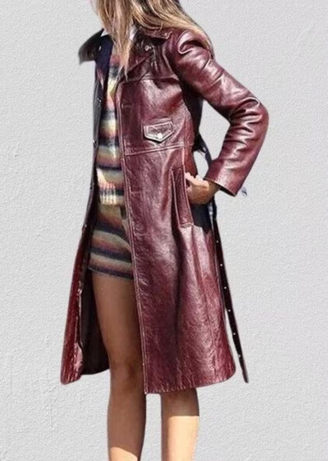 Women's Burgundy Leather Long Trench Coat Genuine Soft Leather Coat for Women - Etsy