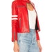 Women's Stylish Cafe Racer Red Leather Jacket Handmade Red Retro White ...