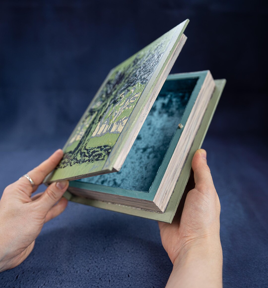 Decor Book Box Hand Painted Faux Hollow Book Chest Treasure Box for ...