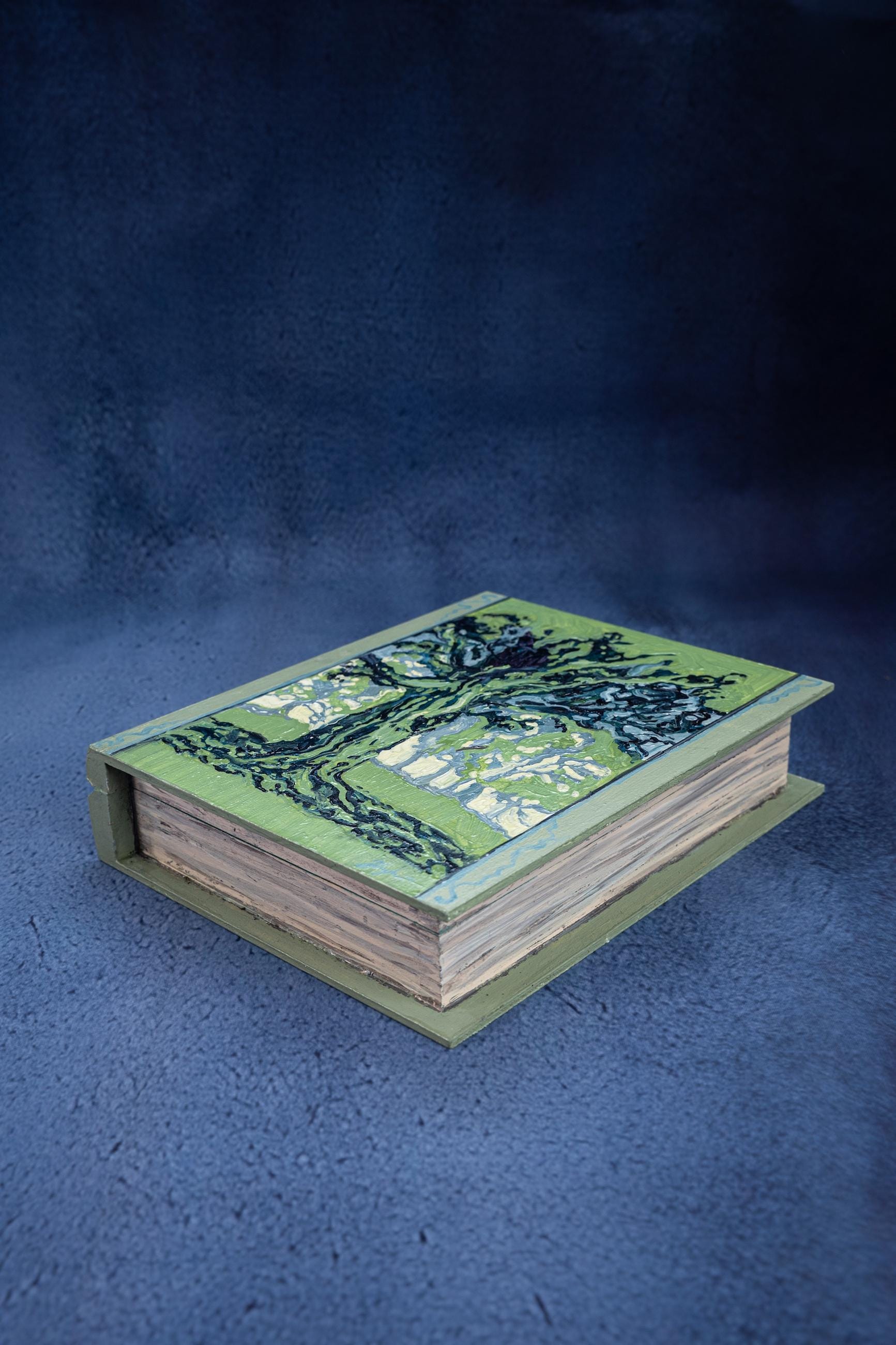 Decor Book Box Hand Painted Faux Hollow Book Chest Treasure Box for ...