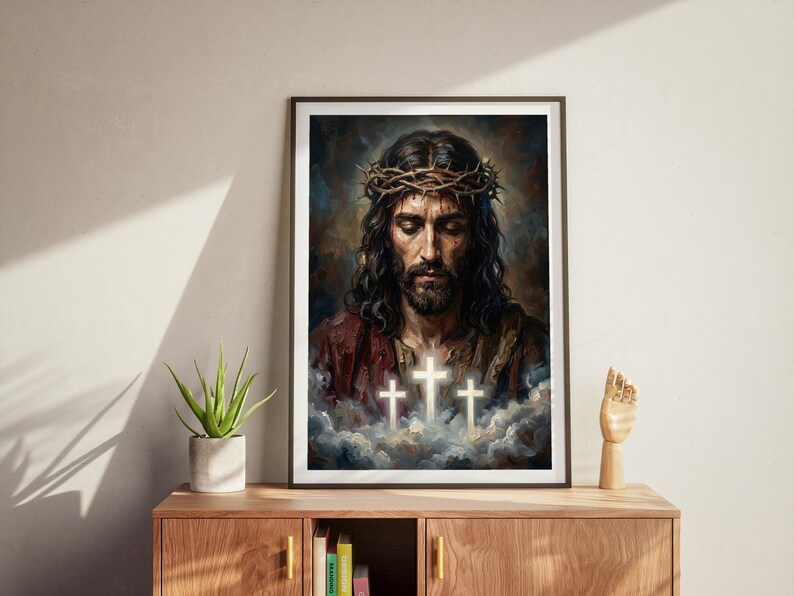 Jesus Crown of Thorns Printable, Impasto Christian Digital Download ...
