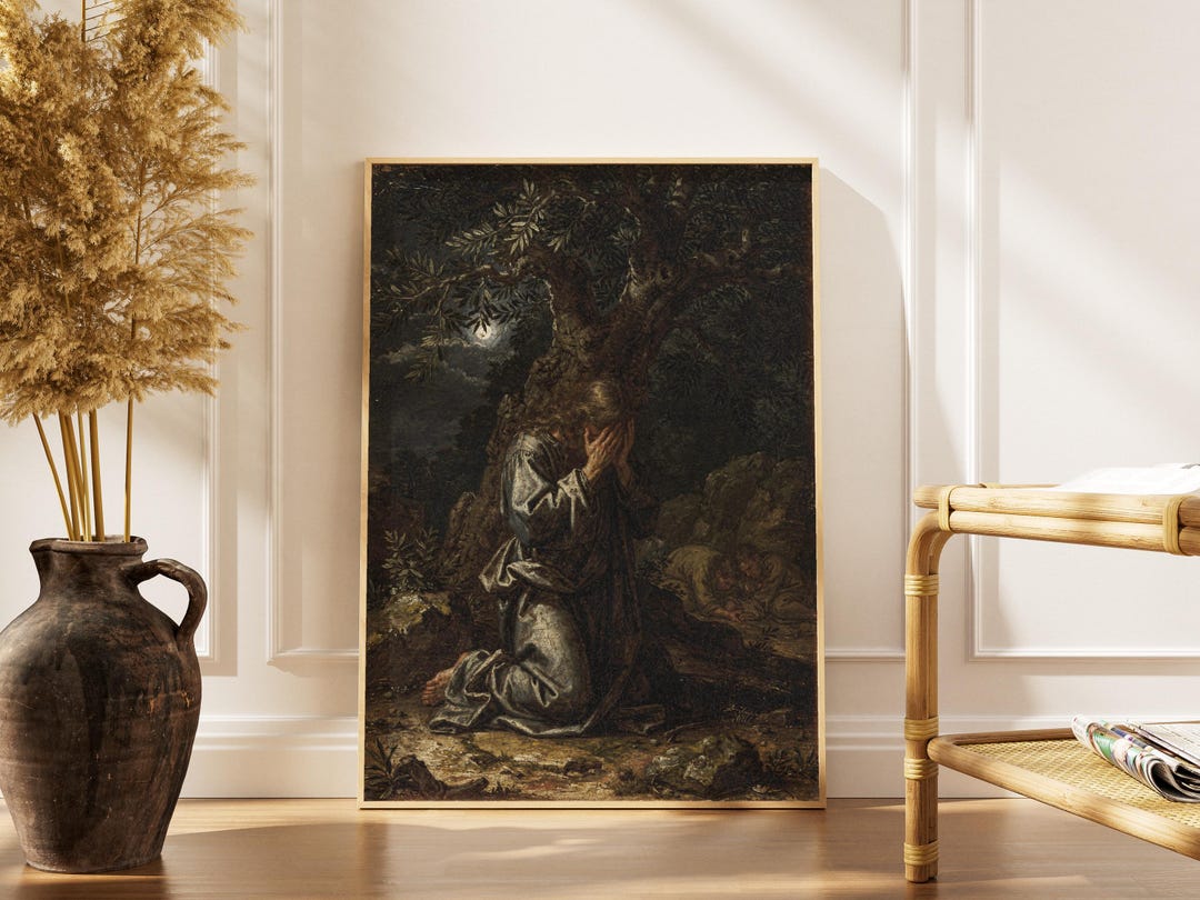 Vintage Jesus Gethsemane Printable, Dark Christian Wall Art Digital ...