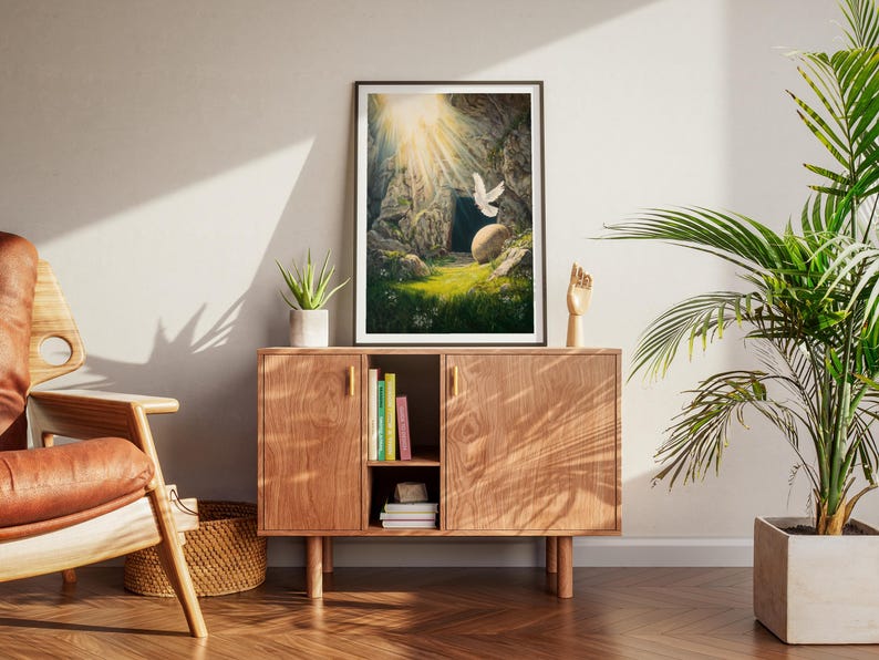 Empty Tomb Art, He is Risen Easter Wall Art, Christian Digital Download ...