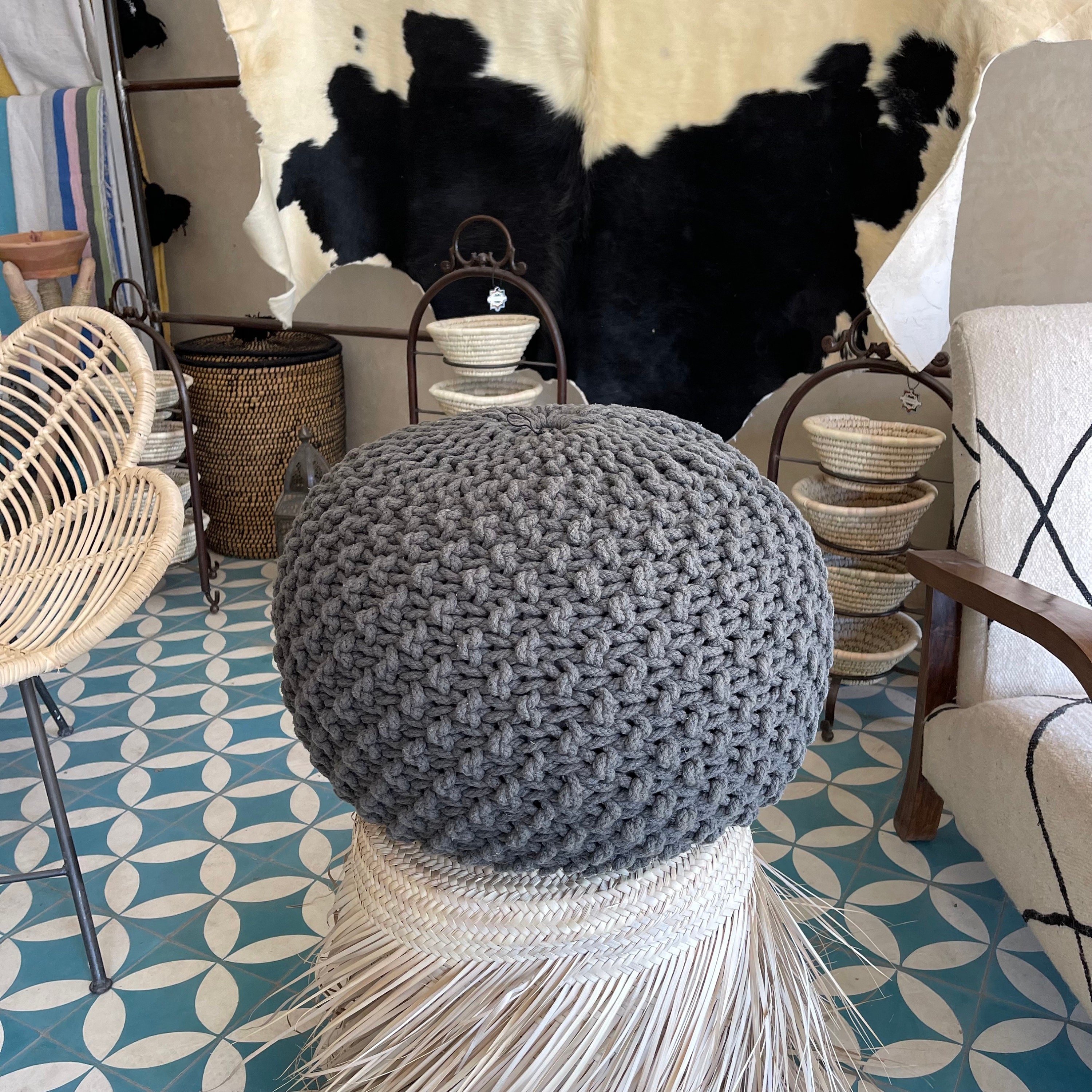 Handcrafted Crochet Pouf Ottoman - Boho Chic Home Decor - Unique and ...