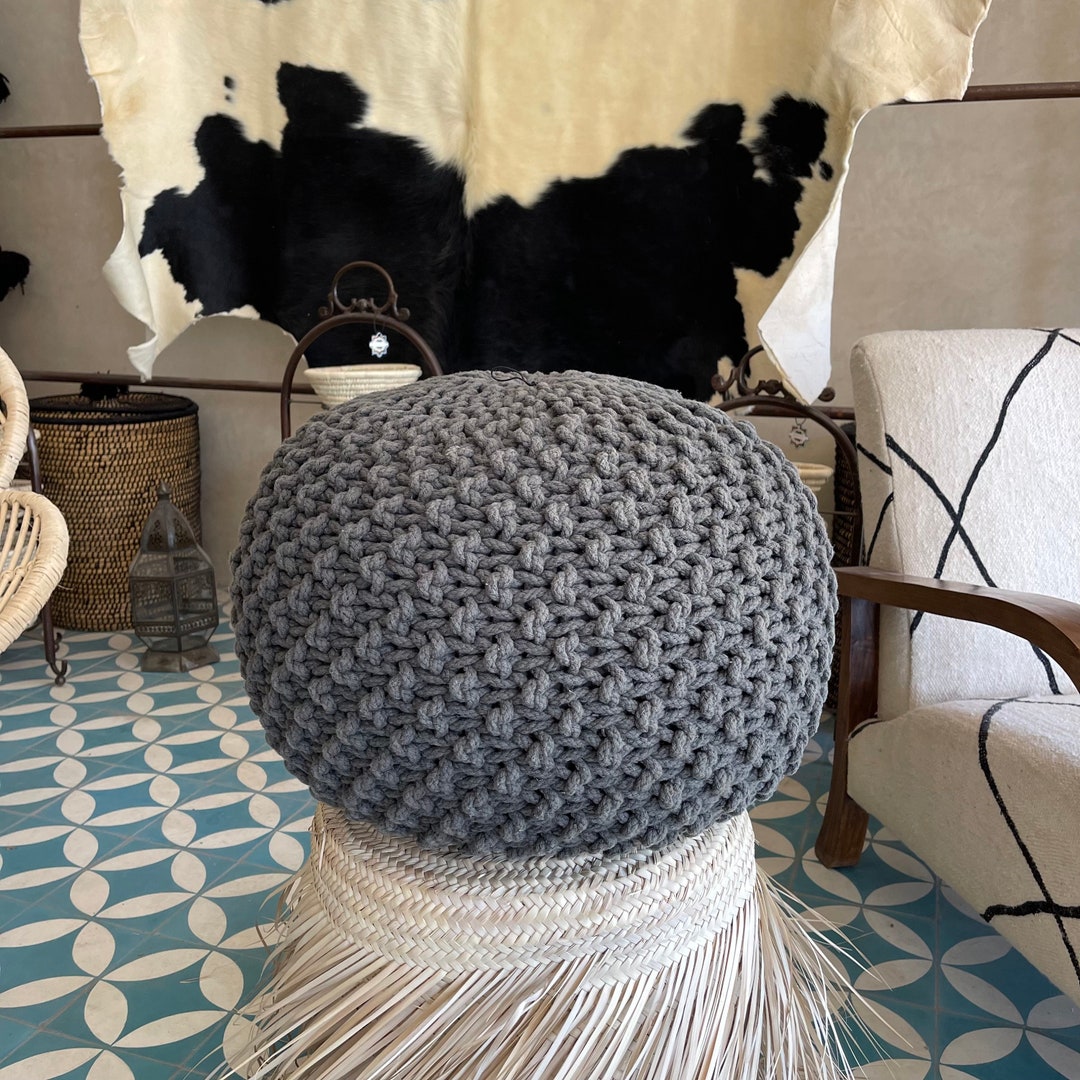 Handcrafted Crochet Pouf Ottoman - Boho Chic Home Decor - Unique and ...
