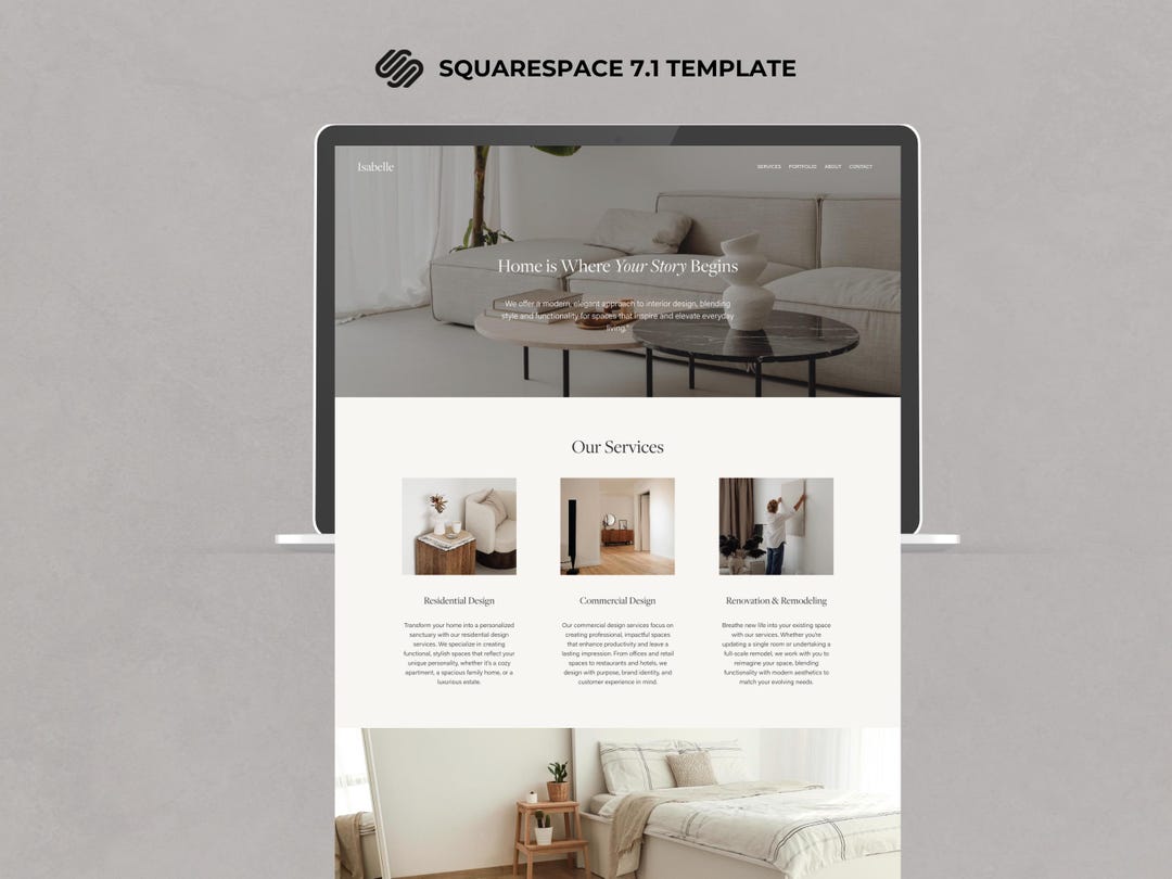 One Page Interior Design Squarespace Website Template, Interior ...