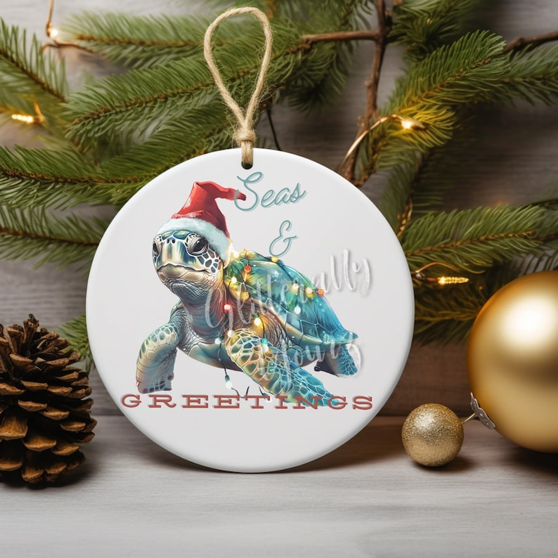 Sea Turtle Seas & Greetings, Coastal Christmas PNG, Florida Beach ...