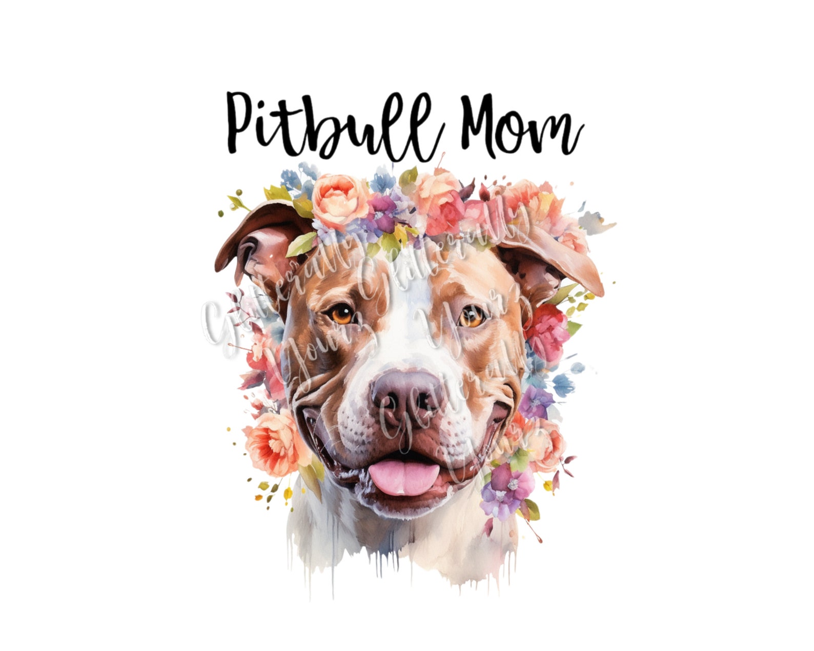 Pitbull Mom PNG, Pitbull With Flowers PNG, Pitbull Life, Pitbull Love ...