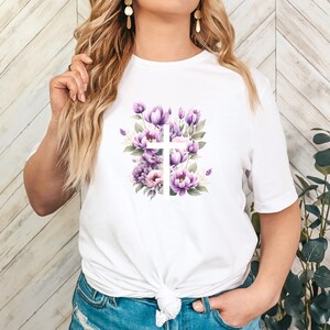 Purple Flower and Cross Digital Image/ Christian, Cross, Bible, Baptism ...