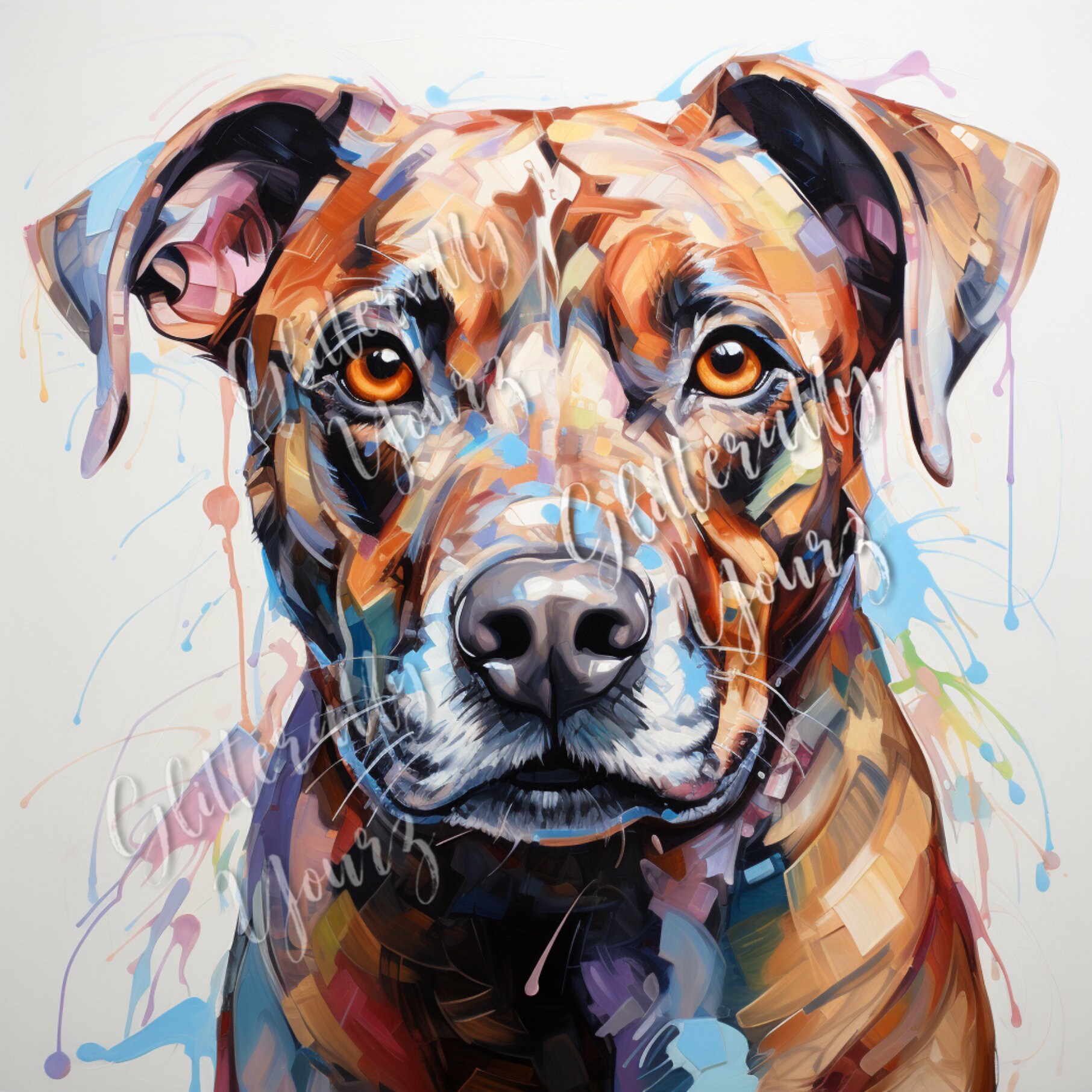 Palette-style Colorful Pitty PNG, Pitbull With Colors PNG, Pretty ...