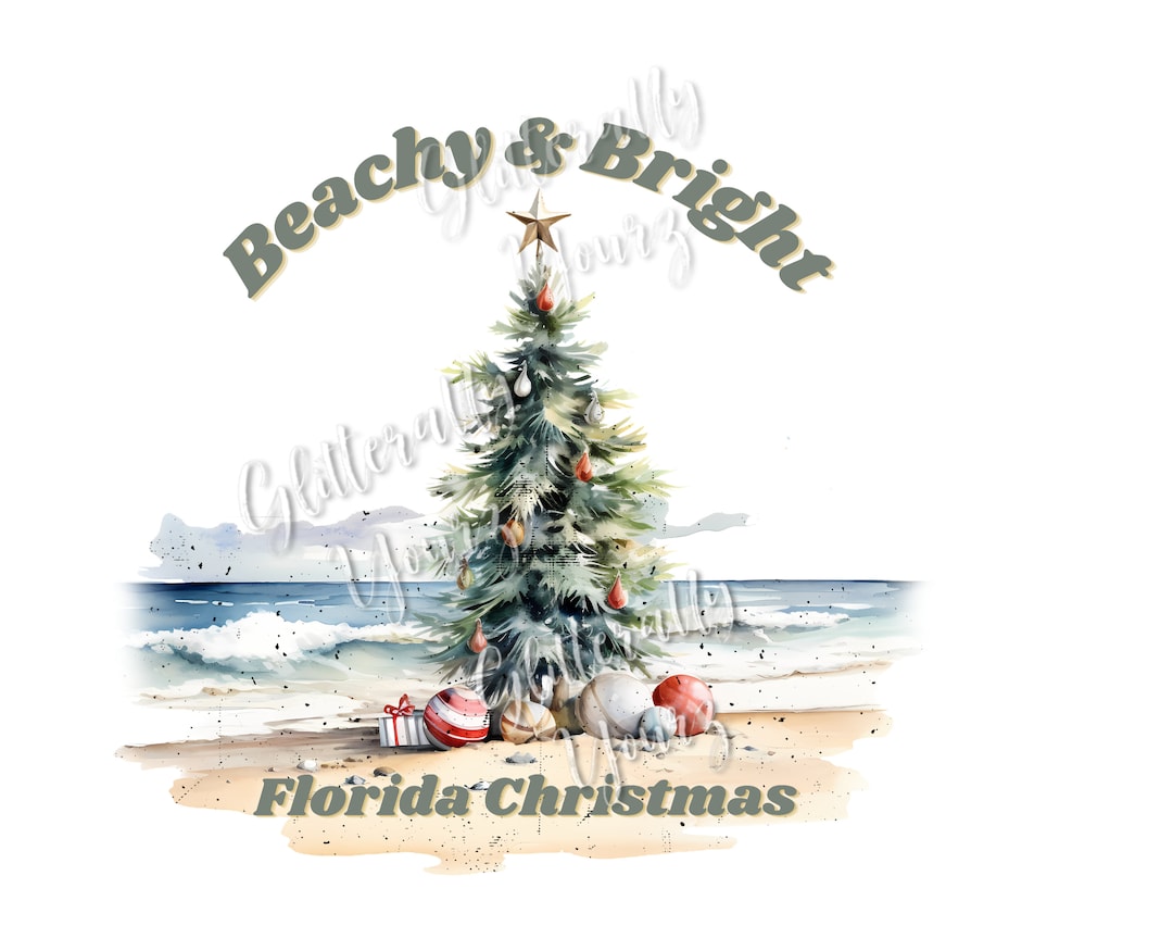 Coastal Christmas PNG, Florida Beach Tree, Tropical Christmas, Tropical ...