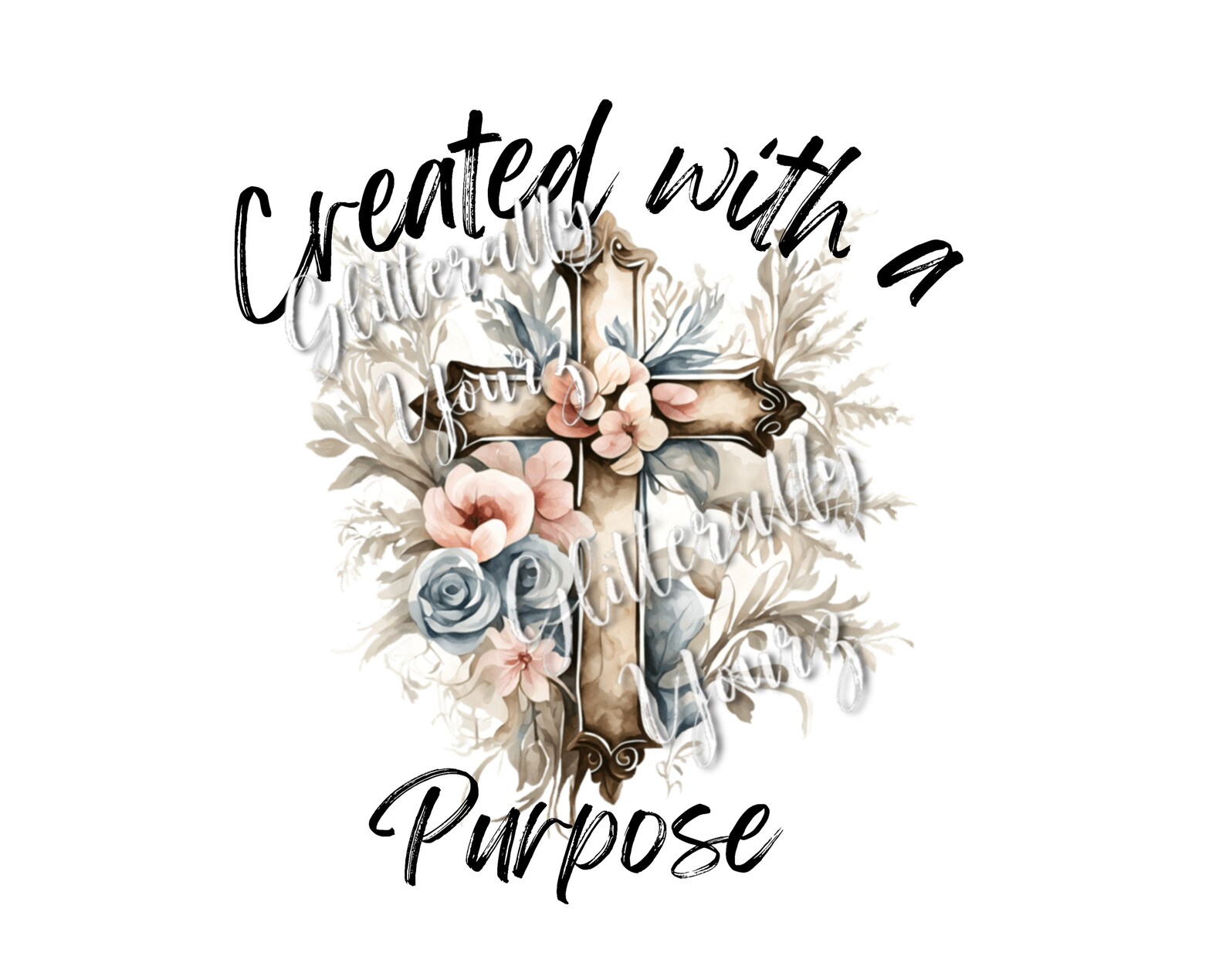 Created With a Purpose, Beautiful Ornate Cross Image, Flower Cross PNG ...