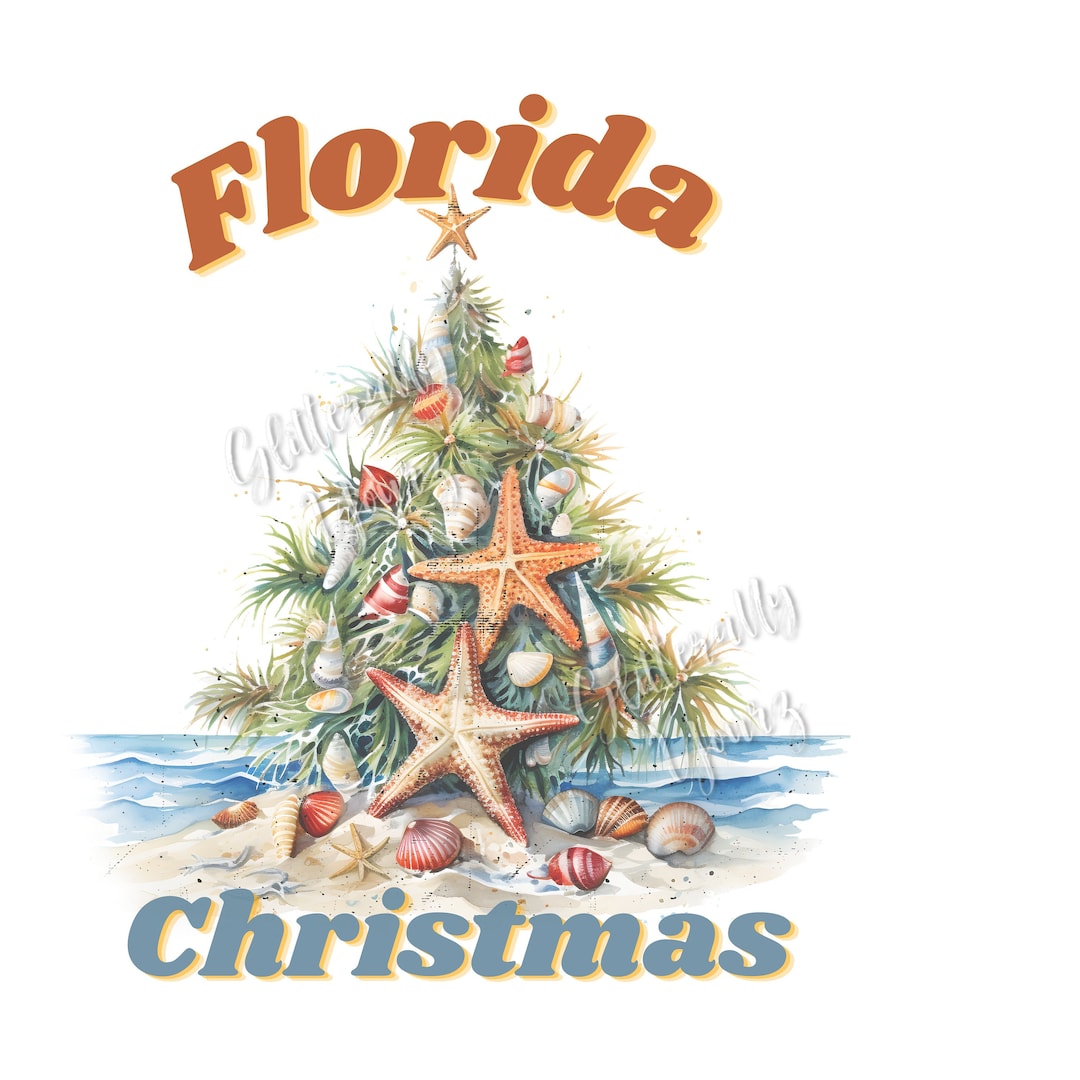 Coastal Christmas PNG, Florida Beach Tree, Tropical Christmas, Tropical ...