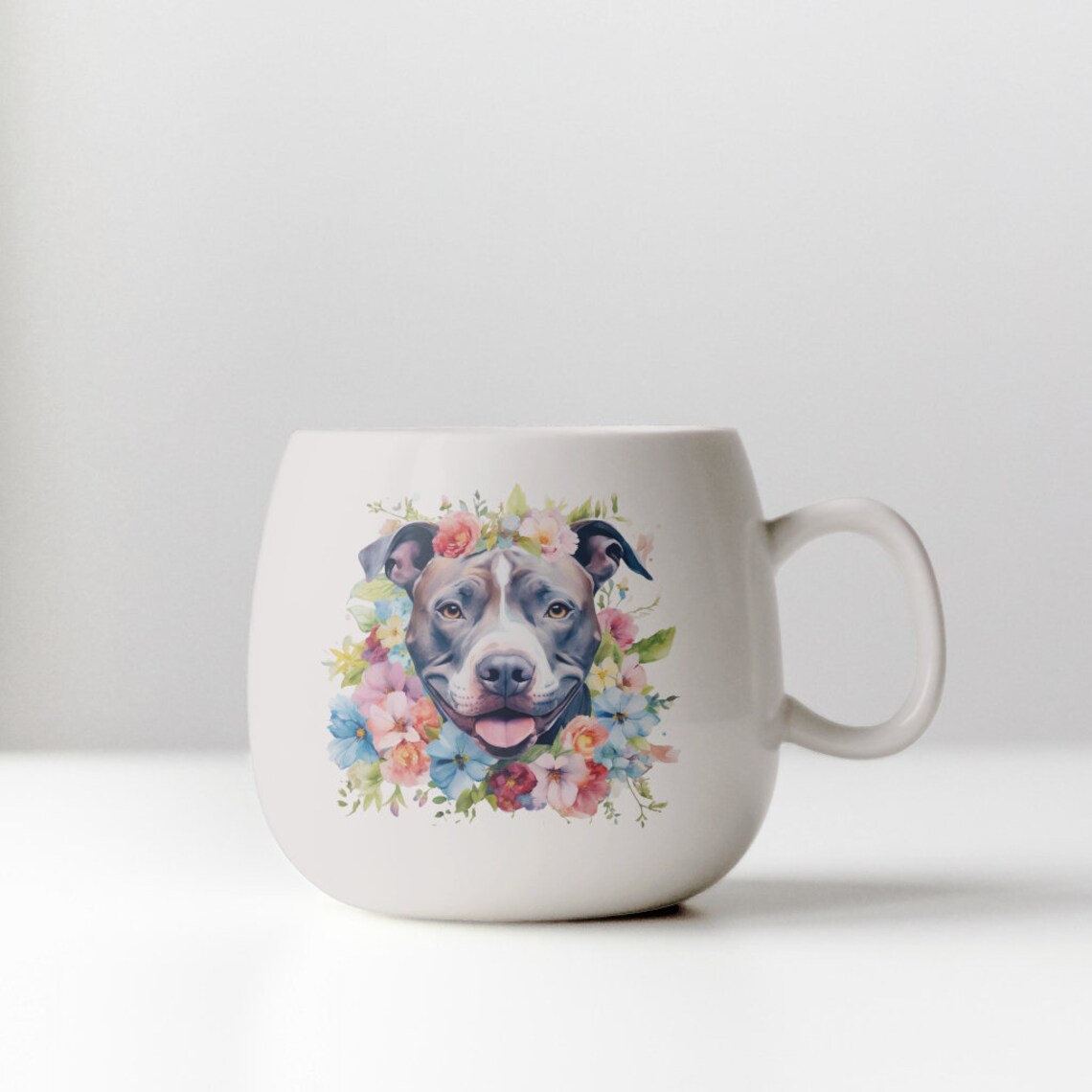 Watercolor Floral Pitty PNG, Pitbull With Flowers PNG, Pretty Pitbull ...