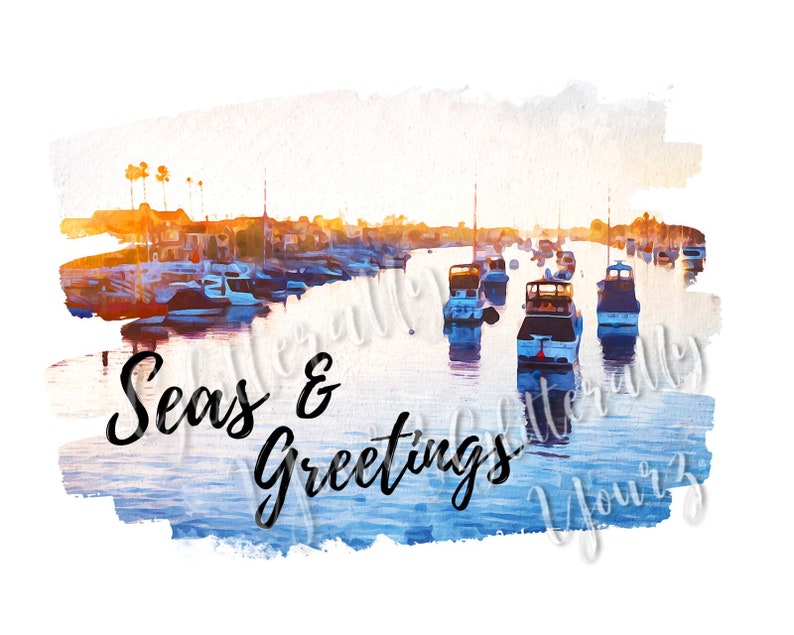 Seas & Greetings, Coastal Christmas PNG, Florida Boat Christmas ...