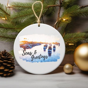 Seas & Greetings, Coastal Christmas PNG, Florida Boat Christmas ...
