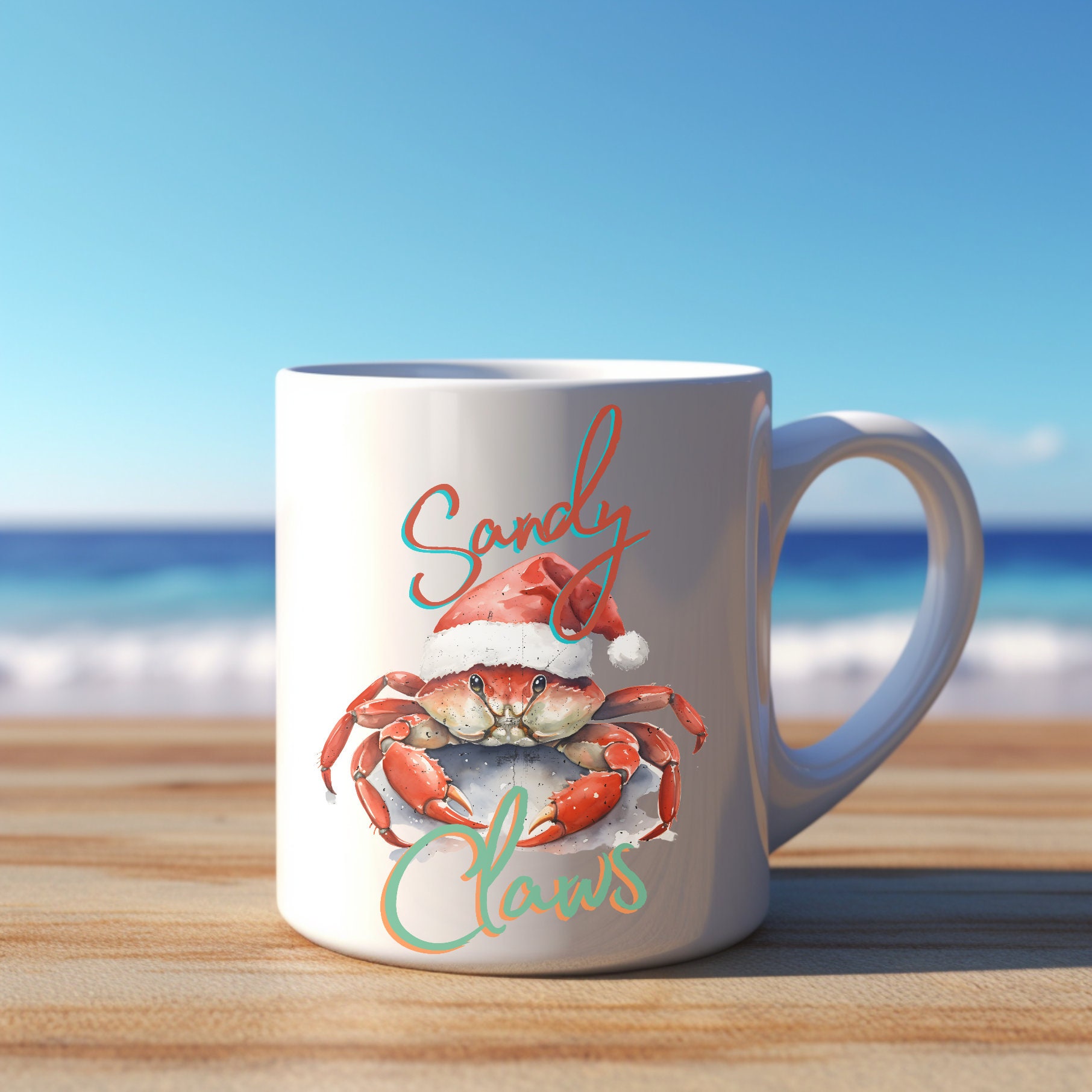 Sandy Claws, Coastal Christmas PNG, Florida Beach Santa, Tropical ...