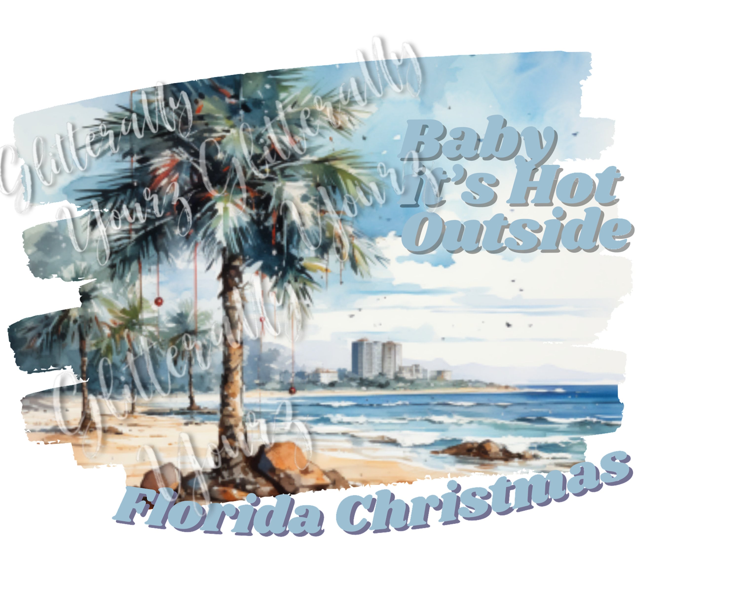Coastal Christmas PNG, Florida Beach Tree, Tropical Christmas, Tropical ...