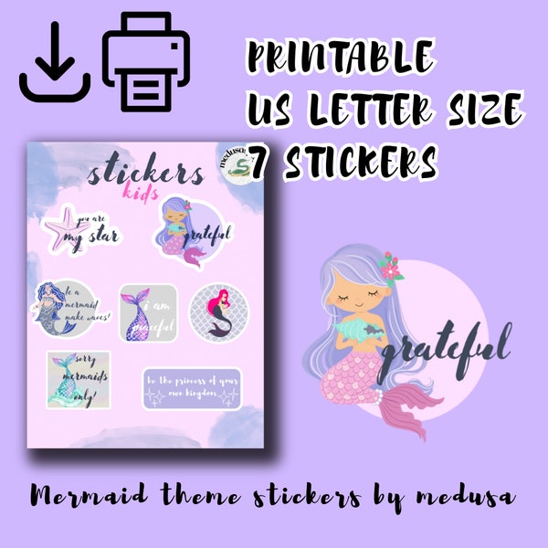 Printable Mermaid Stickers - Etsy