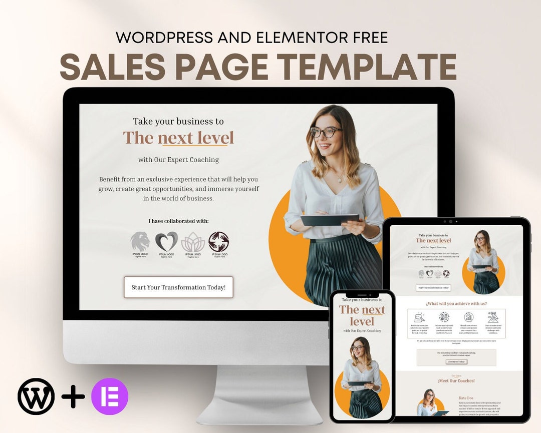 Sales Page Template for Coaches Elementor Template Web Page Template ...