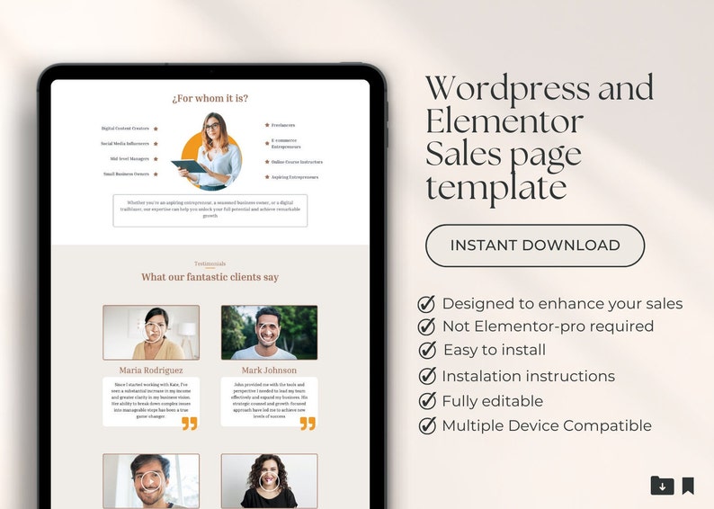 Sales Page Template for Coaches Elementor Template Web Page Template ...