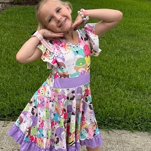 Purple Squishmallow Bow Back Twirl Dress - Etsy