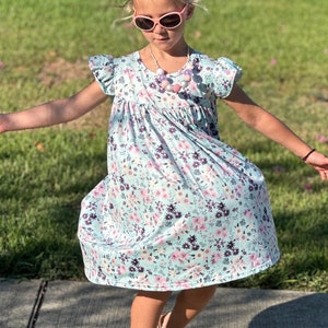 Blue Floral Tie Back Flow Dress - Etsy