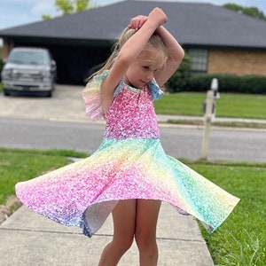 Rainbow Sparkles Flutter Twirl Dress - Etsy