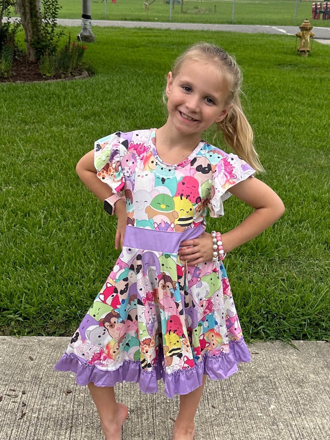 Purple Squishmallow Bow Back Twirl Dress - Etsy