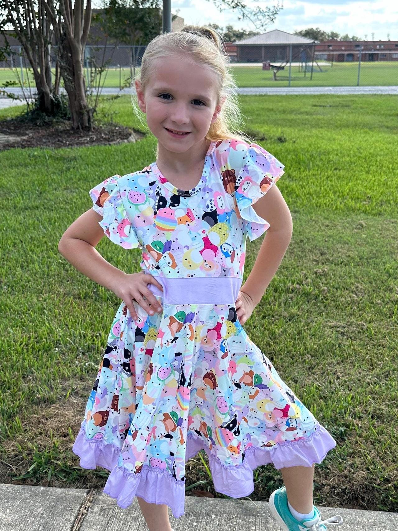 Rainbow Squishmallow Bow Back Twirl Dress - Etsy
