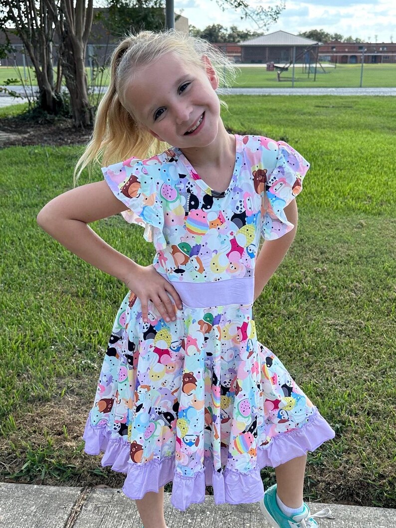 Rainbow Squishmallow Bow Back Twirl Dress - Etsy