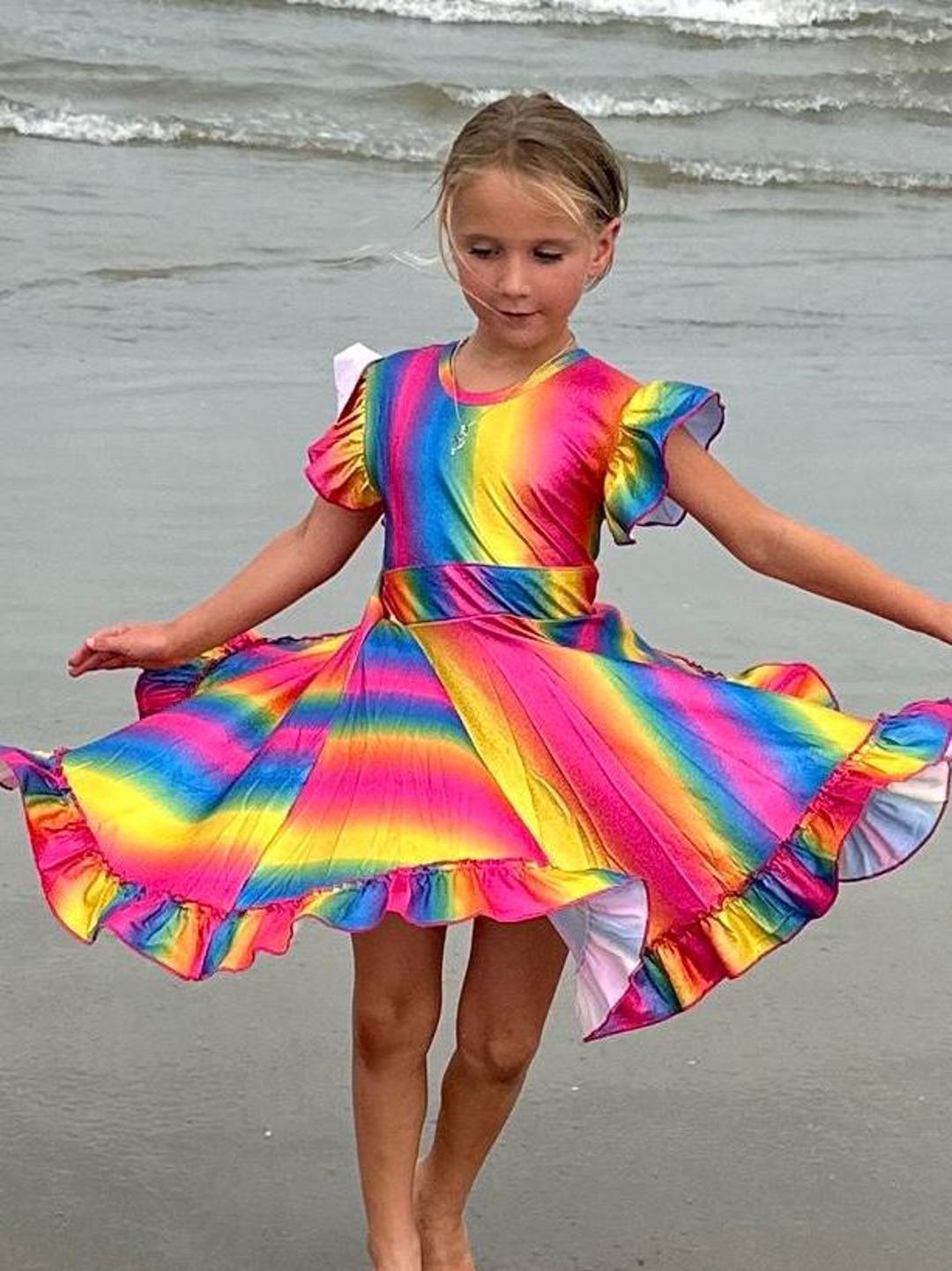 Rainbow Sparkles (real Sparkles) Bow Back Twirl Dress - Etsy