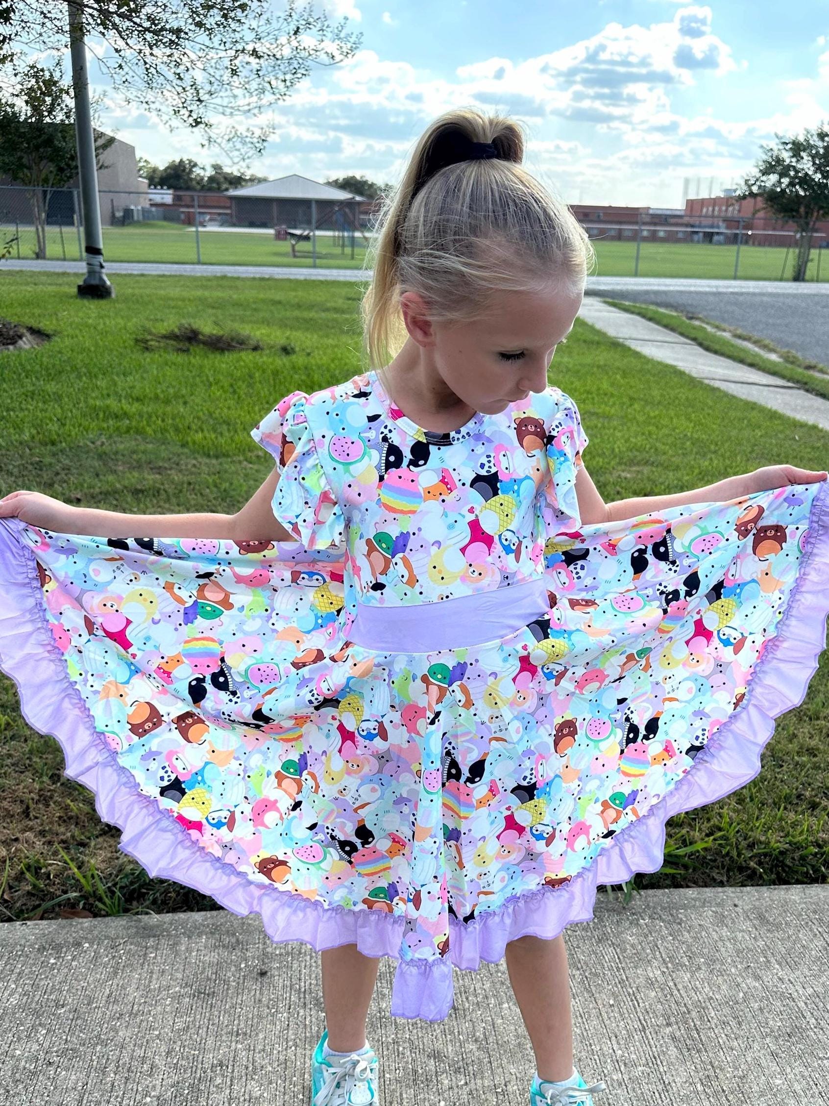 Rainbow Squishmallow Bow Back Twirl Dress - Etsy