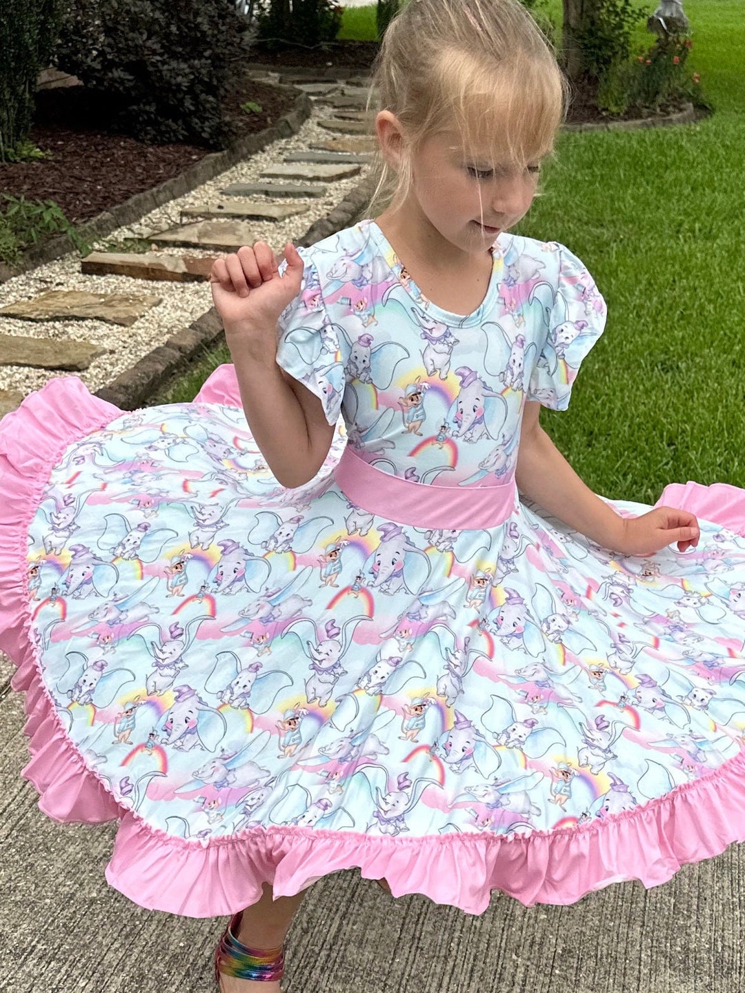 Flying Elephant Bow Back Twirl Dress - Etsy