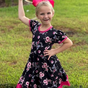 Pink Floral Twirl Dress - Etsy