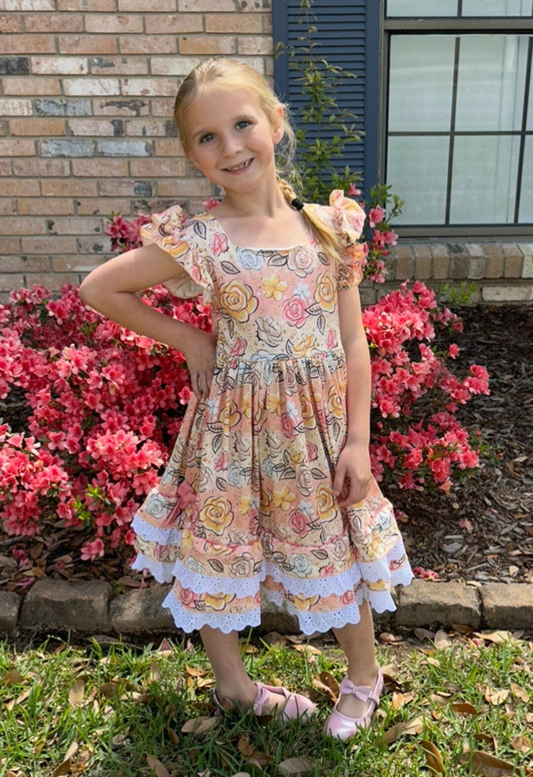 Ruffles and Lace Roses Twirl Dress - Etsy