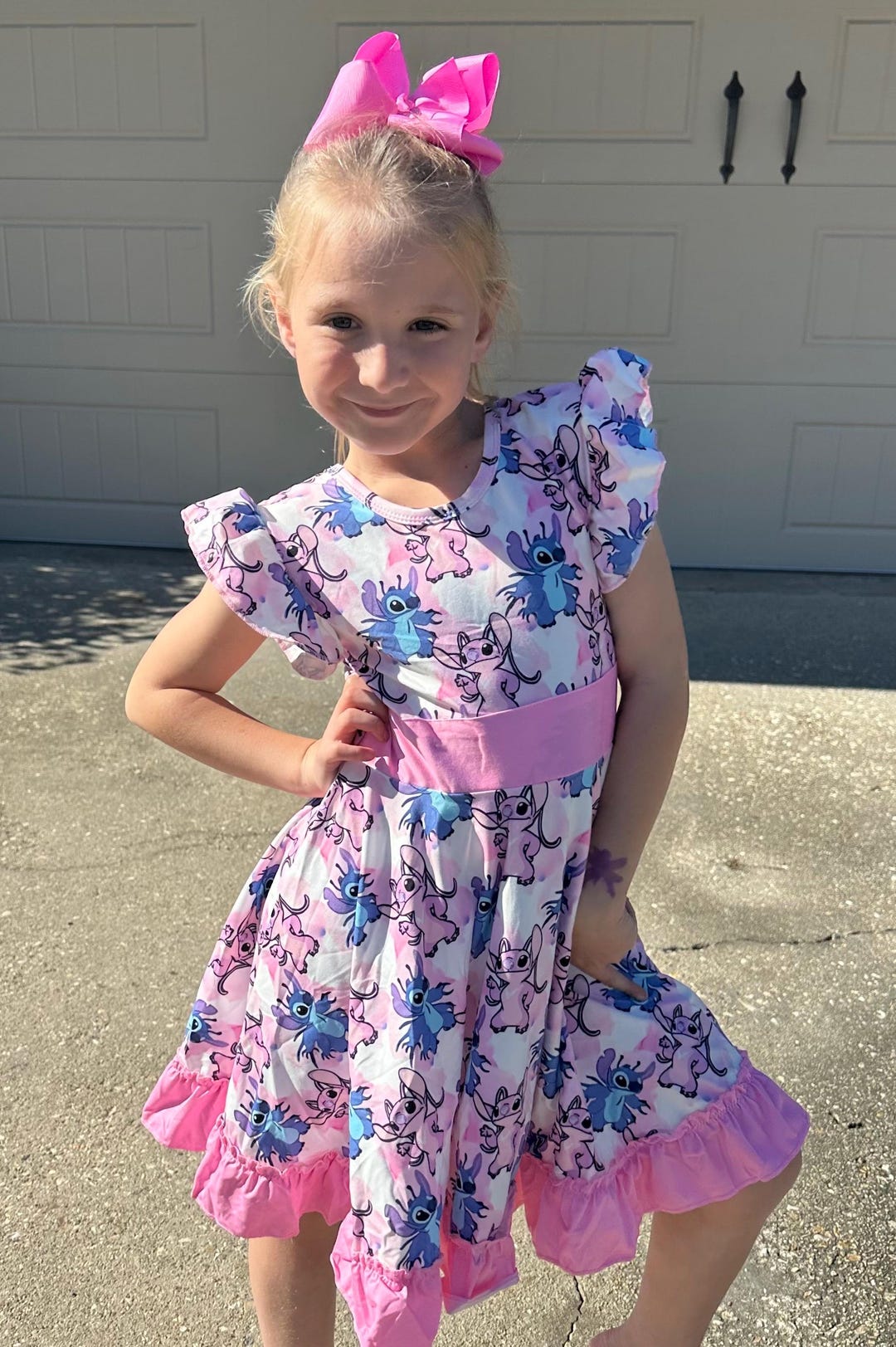 Blue Alien and Girlfriend Pink Bow Back Twirl Dress With Shorts - Etsy