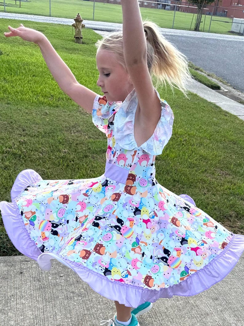 Rainbow Squishmallow Bow Back Twirl Dress - Etsy
