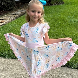 Blue Dog Rainbow Bow Back Twirl Dress - Etsy